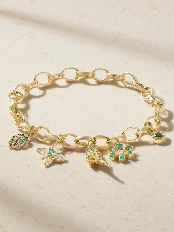 SYDNEY EVAN 14-karat Gold, Diamond And Emerald Bracelet - Green