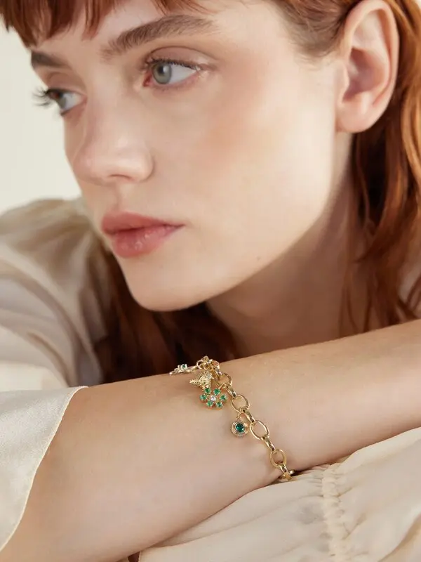 SYDNEY EVAN 14-karat Gold, Diamond And Emerald Bracelet