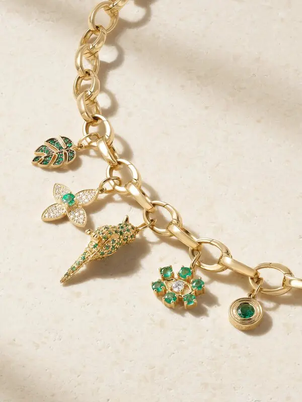 SYDNEY EVAN 14-karat Gold, Diamond And Emerald Bracelet