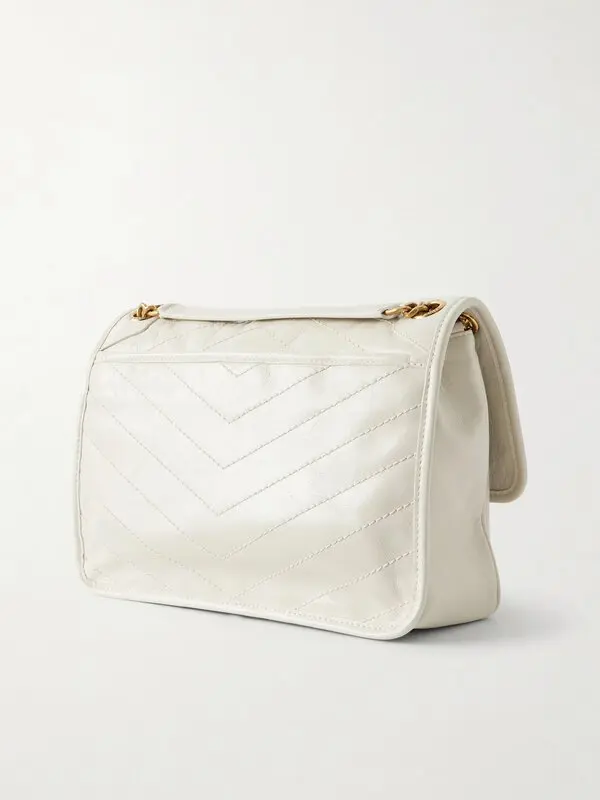 Saint Laurent Niki Crinkled-leather Shoulder Bag - White