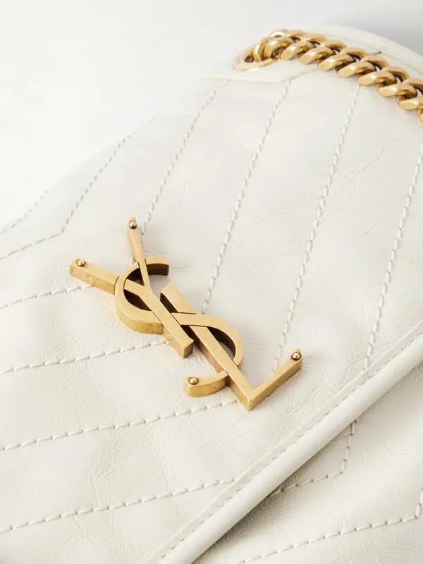 Saint Laurent Niki Crinkled-leather Shoulder Bag - White