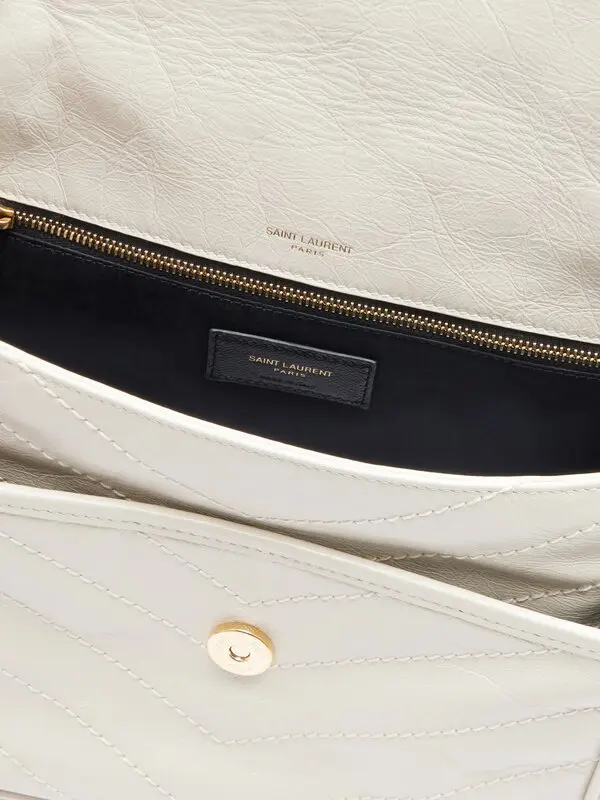 Saint Laurent Niki Crinkled-leather Shoulder Bag - White