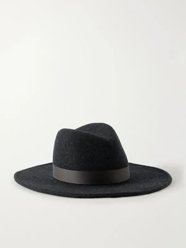 GIGI BURRIS MILLINERY Jeanne Satin-trimmed Wool And Cotton-blend Felt Hat - Gray