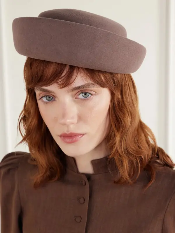 GIGI BURRIS MILLINERY Laura Wool And Cotton-blend Felt Pillbox Hat