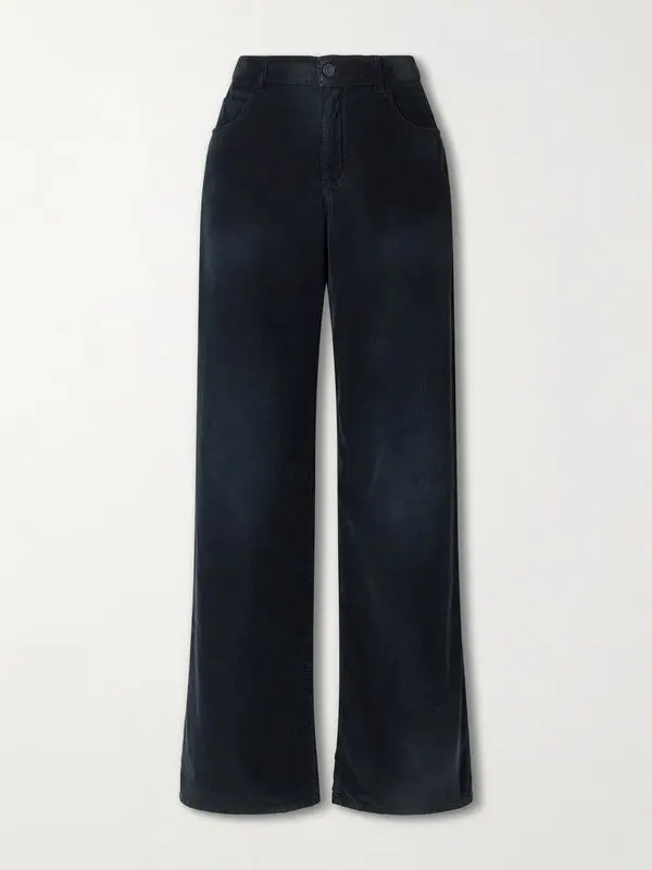 THE ROW Eglitta High-waist Stretch-cotton Corduroy Wide-leg Pants - Black