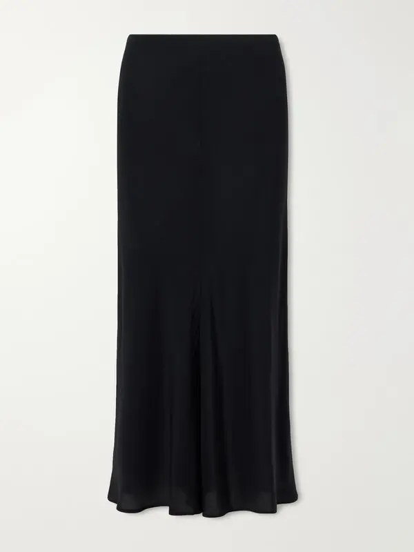 THE ROW Bakura Silk Crepe De Chine Midi Skirt - Black
