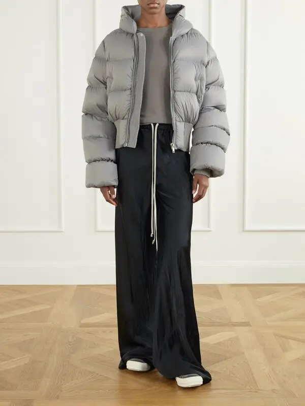 Rick Owens Cinched Hooded Cropped Shell Jacket