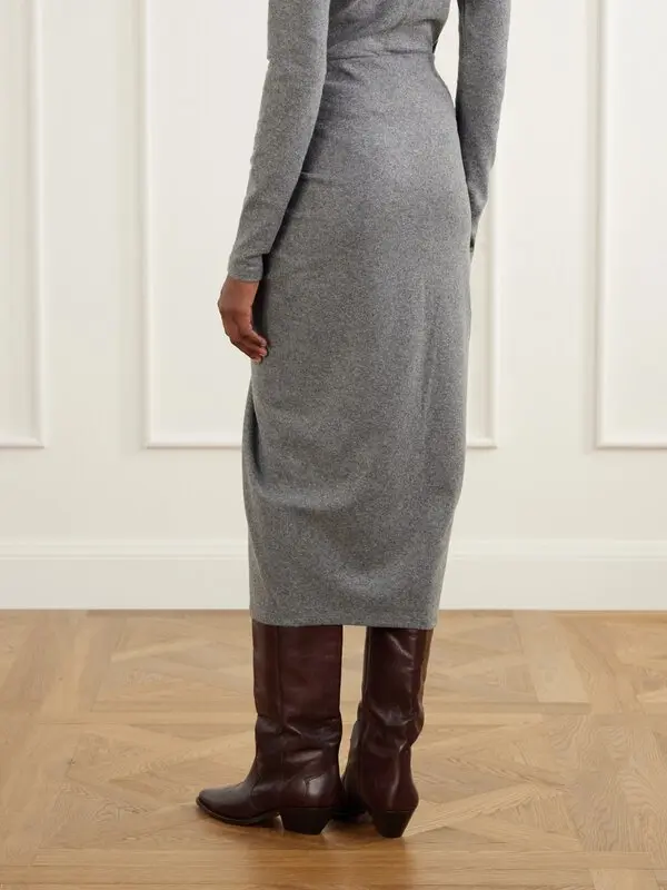 MARANT ETOILE Jeldia Gathered Draped Stretch Midi Skirt