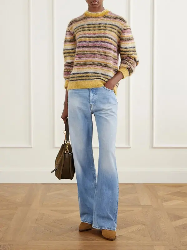 MARANT ETOILE Morine Striped Mohair And Wool-blend Sweater