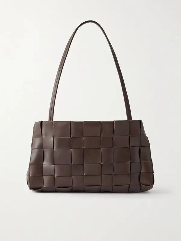 ST. AGNI Woven Leather Shoulder Bag - Brown