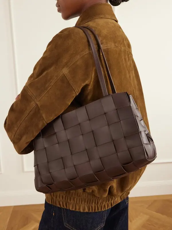 ST. AGNI Woven Leather Shoulder Bag