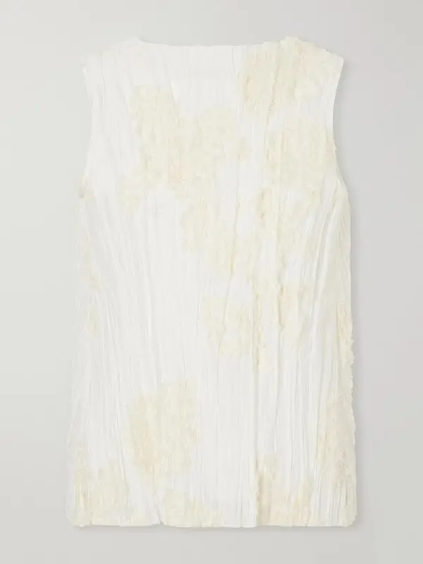 KALLMEYER Embellished Pleated Cotton And Silk-blend Blouse - Neutrals