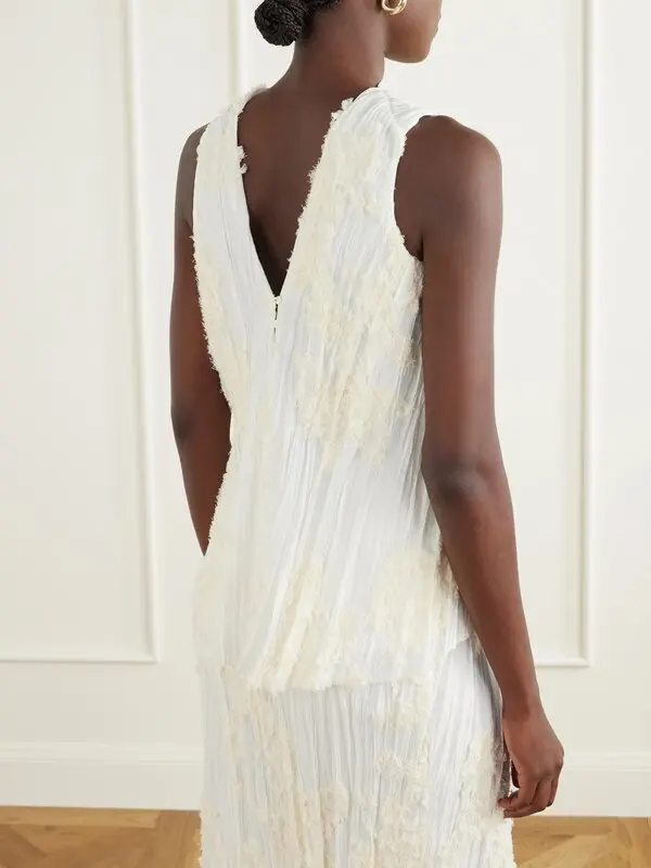 KALLMEYER Embellished Pleated Cotton And Silk-blend Blouse