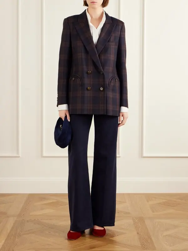BLAZÉ MILANO Everynight Checked Double-breasted Wool Blazer
