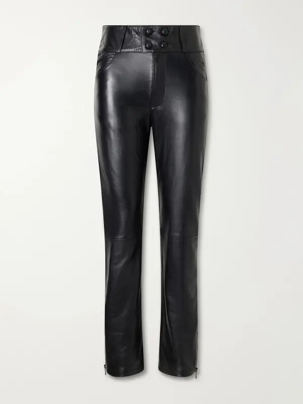 BLAZÉ MILANO Darryl Leather Straight-leg Pants - Black