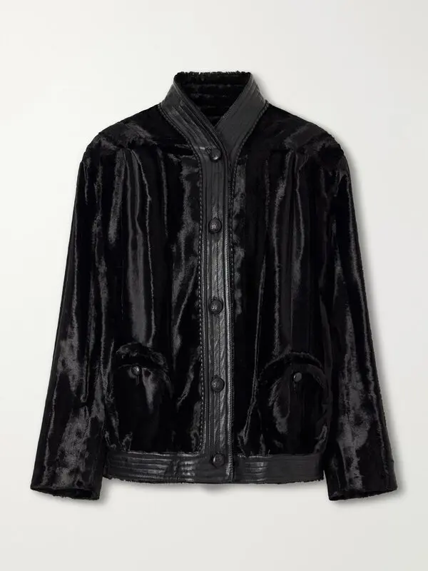 BLAZÉ MILANO Coiba Leather-trimmed Velvet Jacket - Black