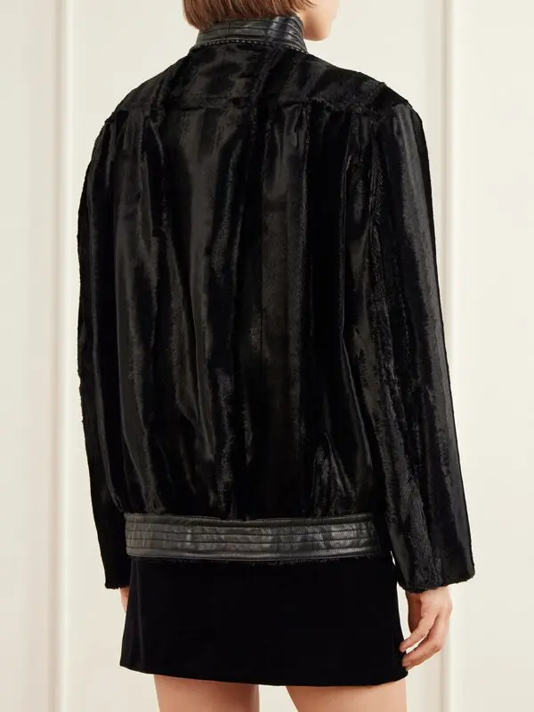 BLAZÉ MILANO Coiba Leather-trimmed Velvet Jacket