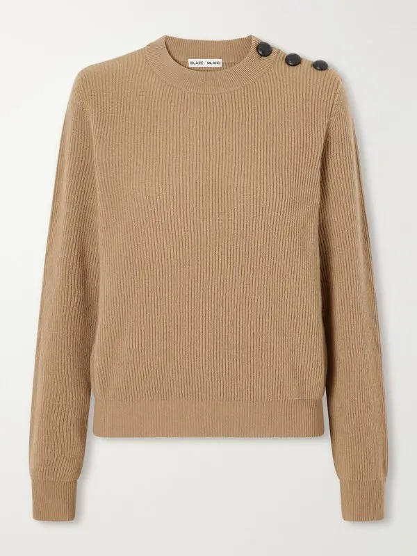 BLAZÉ MILANO Racka Ribbed Wool And Cashmere-blend Sweater - Brown