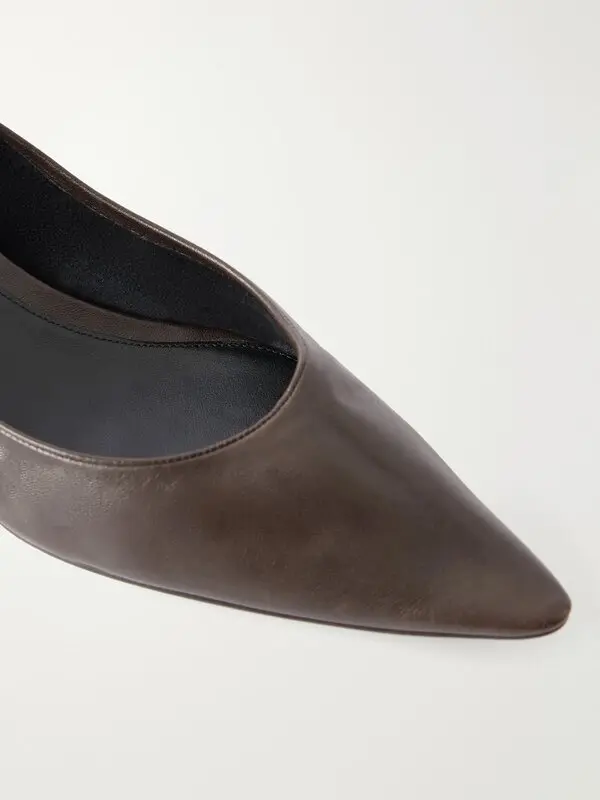THE ROW Liisa Kitten Three Leather Pumps