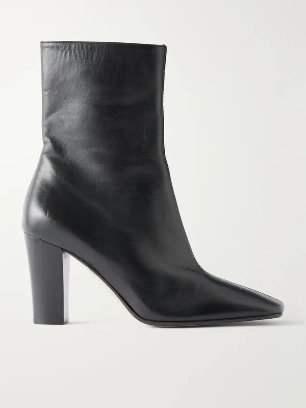 THE ROW Cindy Leather Ankle Boots - Black