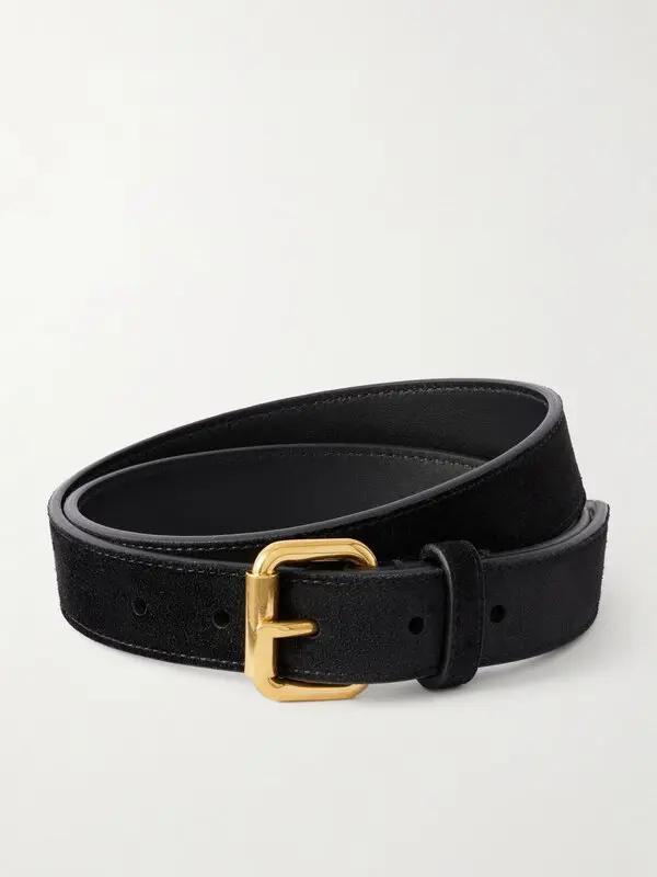 THE ROW Geo Suede Belt - Black