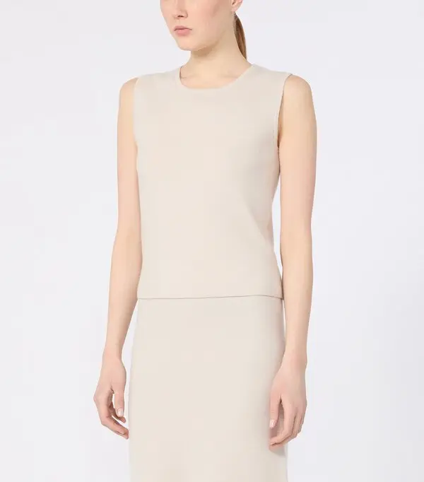 Max Mara Virgin Wool-cashmere Knitted Sleeveless Top