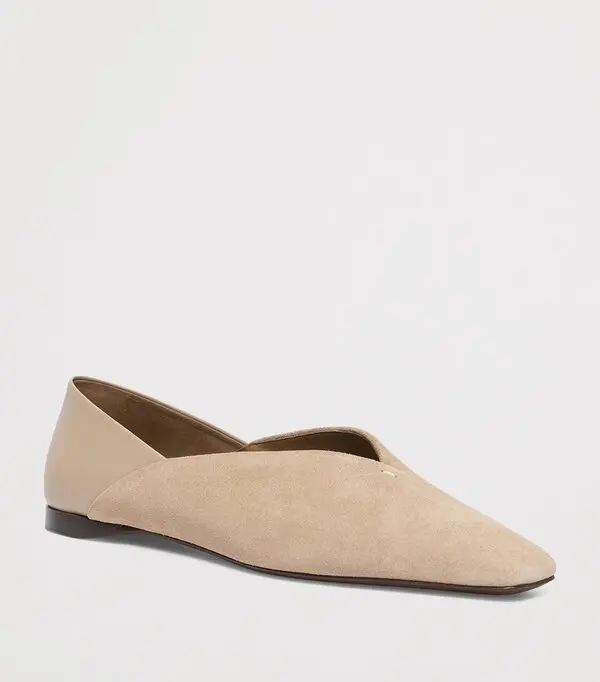 Max Mara Suede Leather-trim Ballet Flats