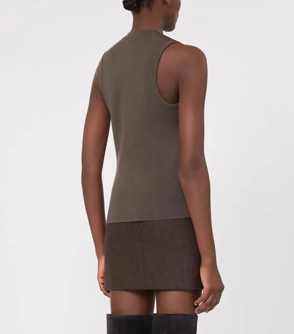 Max Mara Wool-cashmere-lamb Suede Sleeveless Wrap Waistcoat