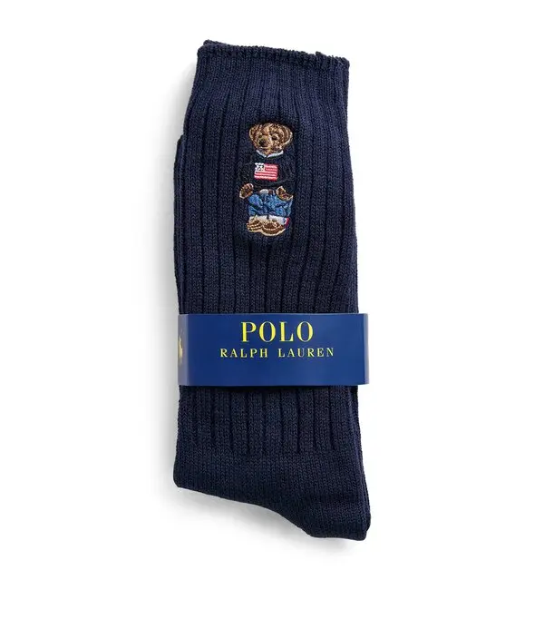 Polo Ralph Lauren Rib-knit Polo Bear Socks - Navy