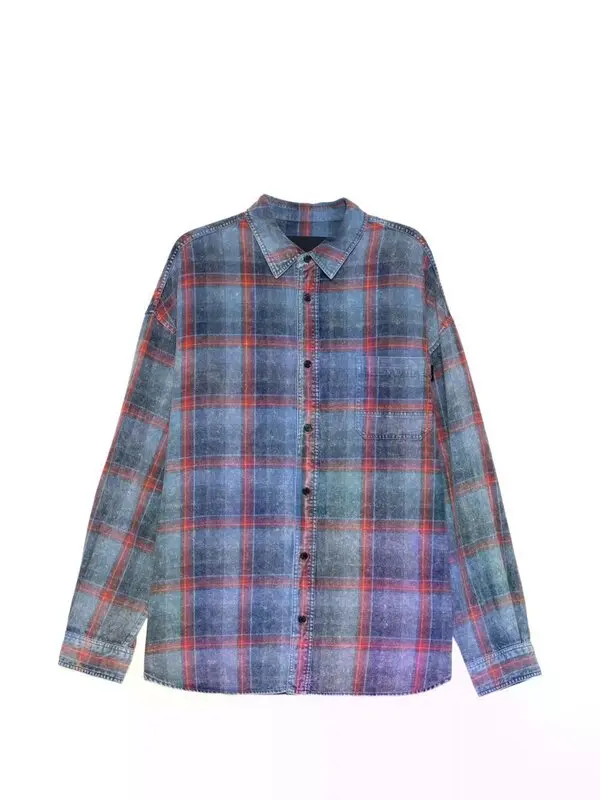 JUUN.J Check-print Distressed Shirt - Blue