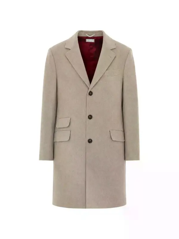 Brunello Cucinelli Single-breasted Notched-lapel Coat - Neutrals