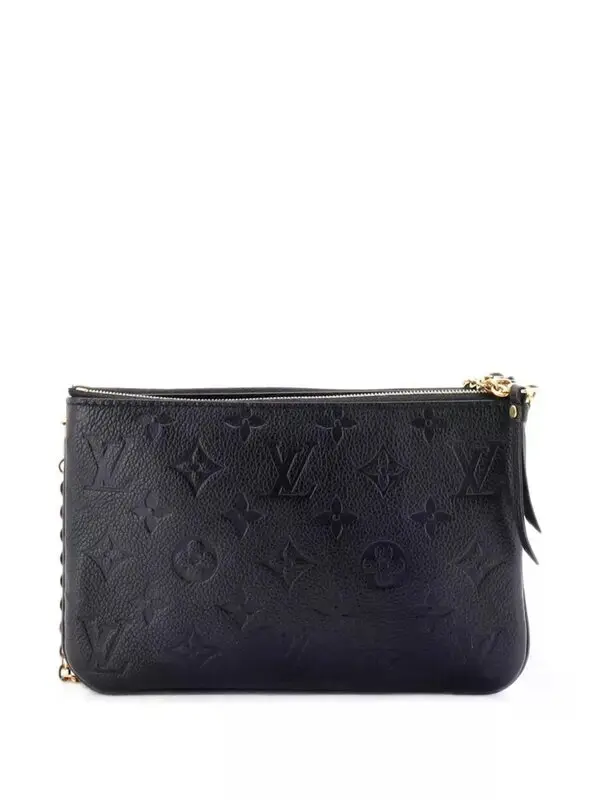 LOUIS VUITTON Double Zip Pochette Monogram Empreinte Leather Clutch Bag