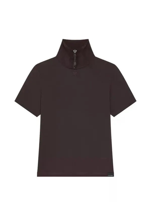 COURREGES Zip-neck Ribbed-collar T-shirt