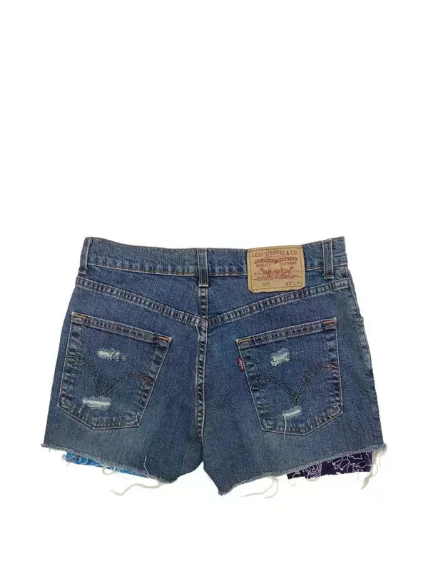 HTC LOS ANGELES Distressed Bandana-insert Denim Shorts
