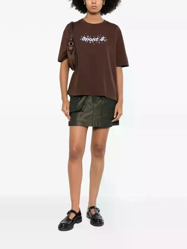 AGNES B. Spark-logo Cotton T-shirt - Brown