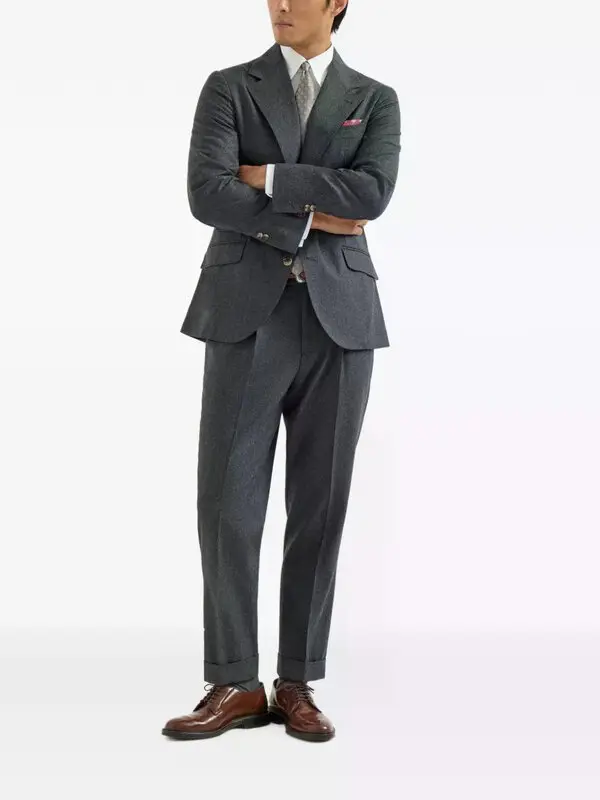 Brunello Cucinelli Virgin Wool Flannel Trousers With Pleat