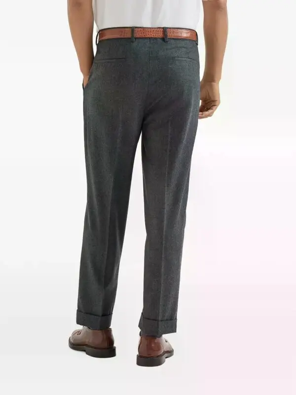 Brunello Cucinelli Virgin Wool Flannel Trousers With Pleat