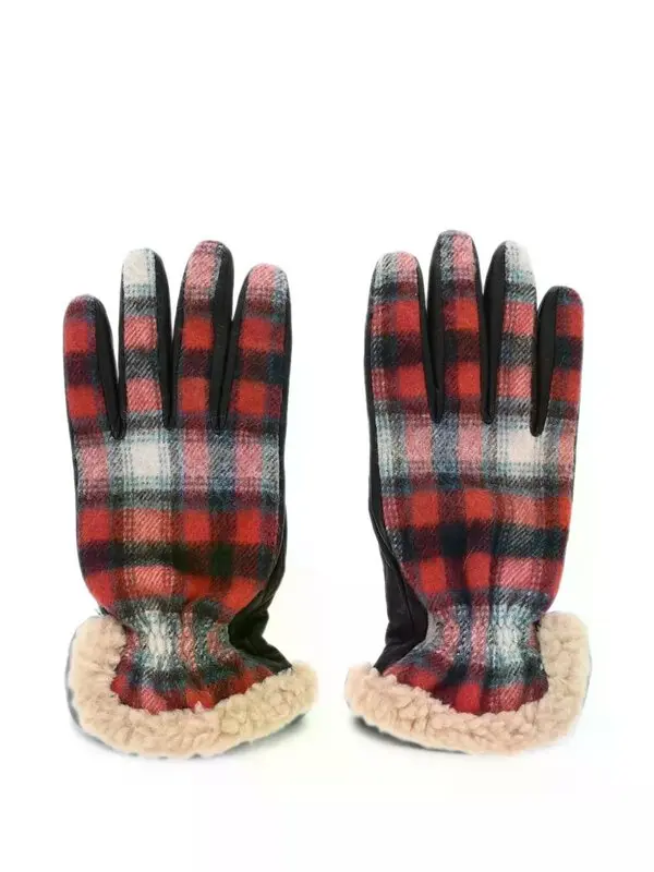 Dsquared2 Checked Shearling-trim Gloves - Red