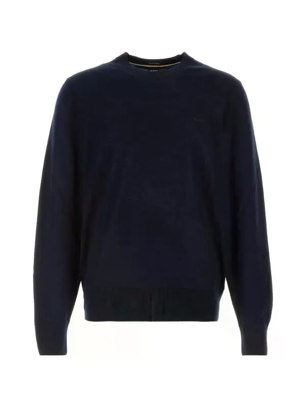 BOSS Merino-wool Sweater With Logo Embroidery - Blue