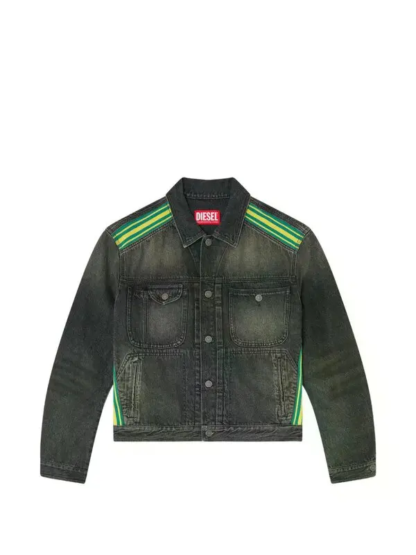 DIESEL® Trucker Jacket With Striped-shoulder Bands