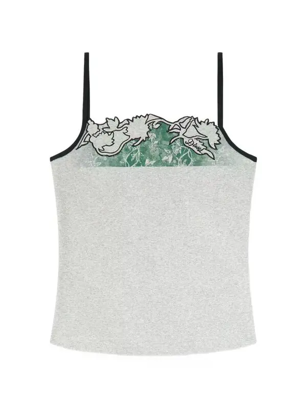 DIESEL® Ribbed Camisole With Floral Outline Embroidery