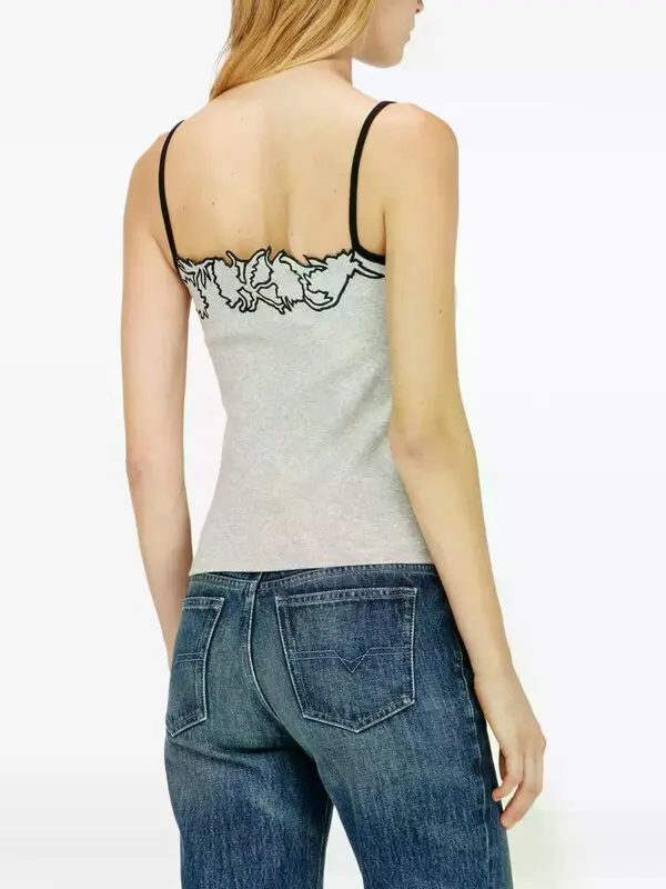 DIESEL® Ribbed Camisole With Floral Outline Embroidery