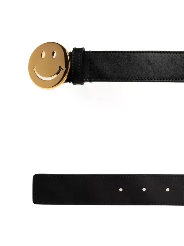 Moschino X Smiley Leather Belt - Black