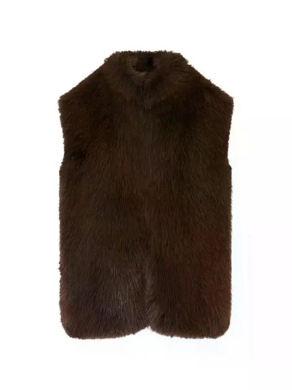 Liu Jo Faux-fur Vest With Belt - Brown