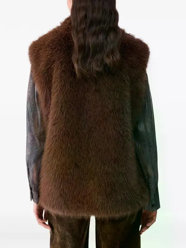 Liu Jo Faux Fur Belted Vest - Brown