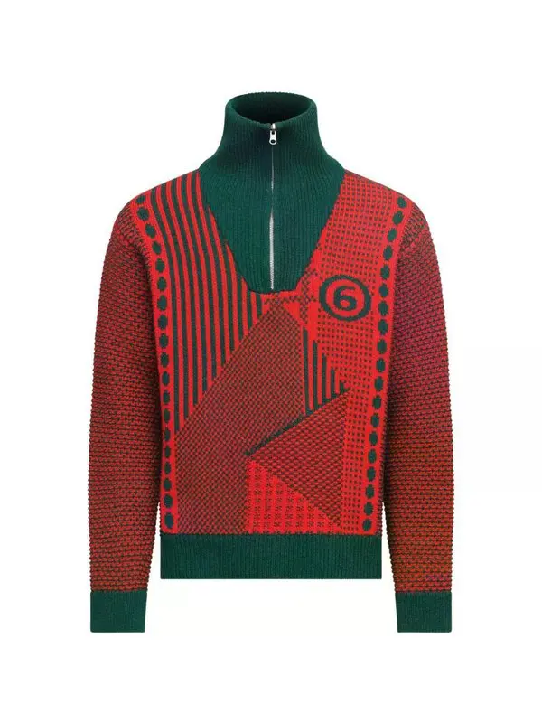 MAISON MARGIELA Patchwork-knit Reversible Sweater - Red