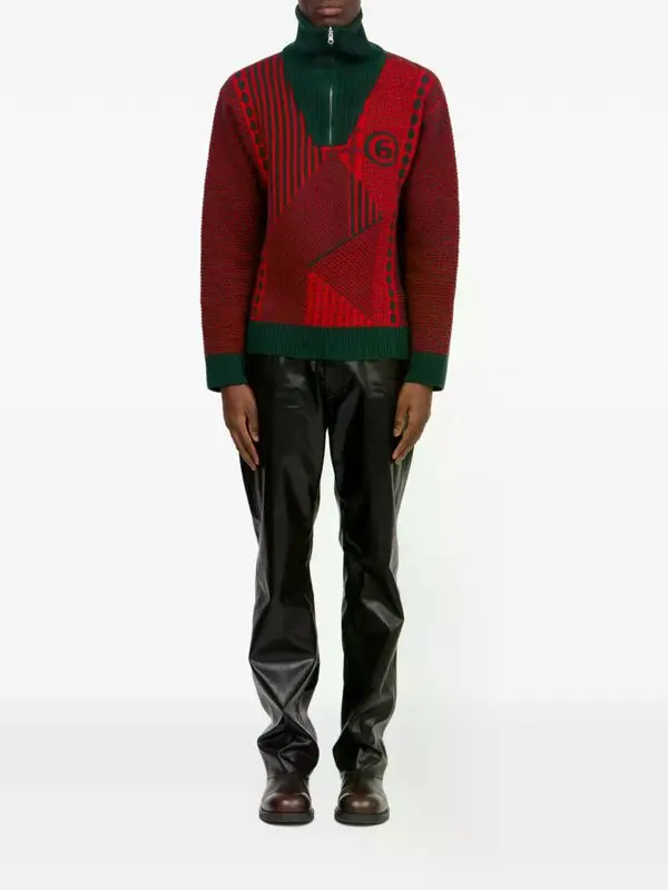 MAISON MARGIELA Patchwork-knit Reversible Sweater - Red