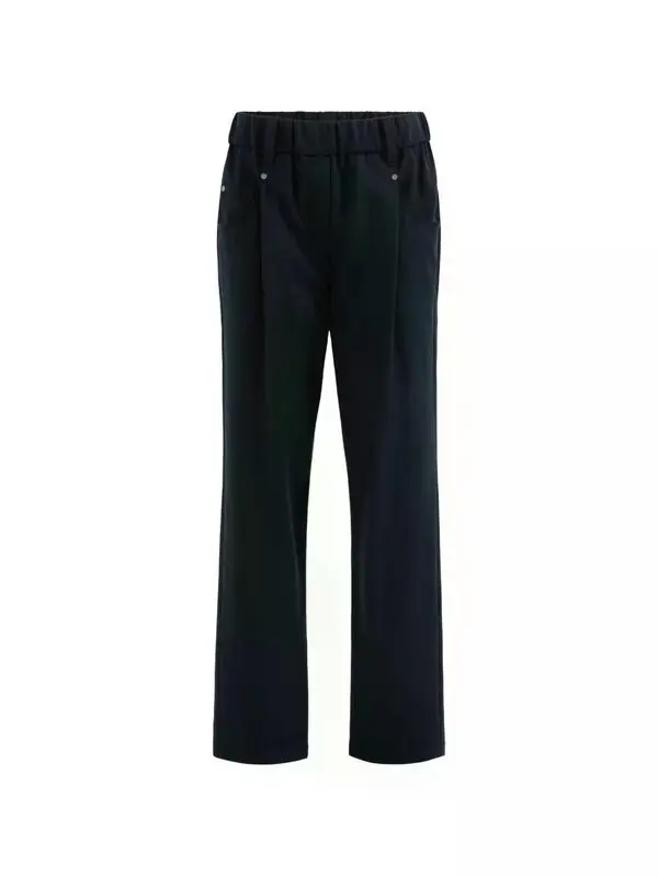 Brunello Cucinelli Stretch Cotton Cover Baggy Pull-on Trousers With Shiny Bartack - Blue