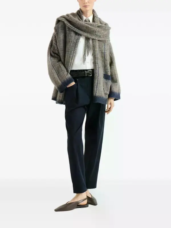Brunello Cucinelli Stretch Cotton Cover Baggy Pull-on Trousers With Shiny Bartack