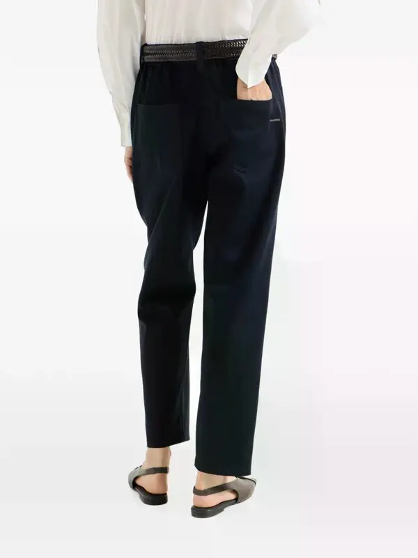 Brunello Cucinelli Stretch Cotton Cover Baggy Pull-on Trousers With Shiny Bartack